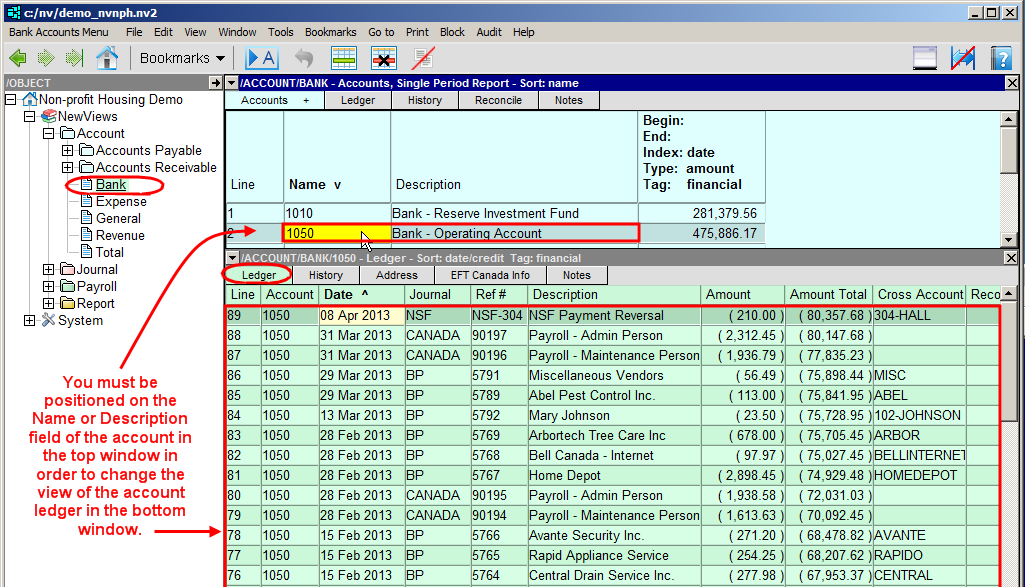 1.9.4 Ledger Views - NewViews Non-profit Housing 2.38 Manual